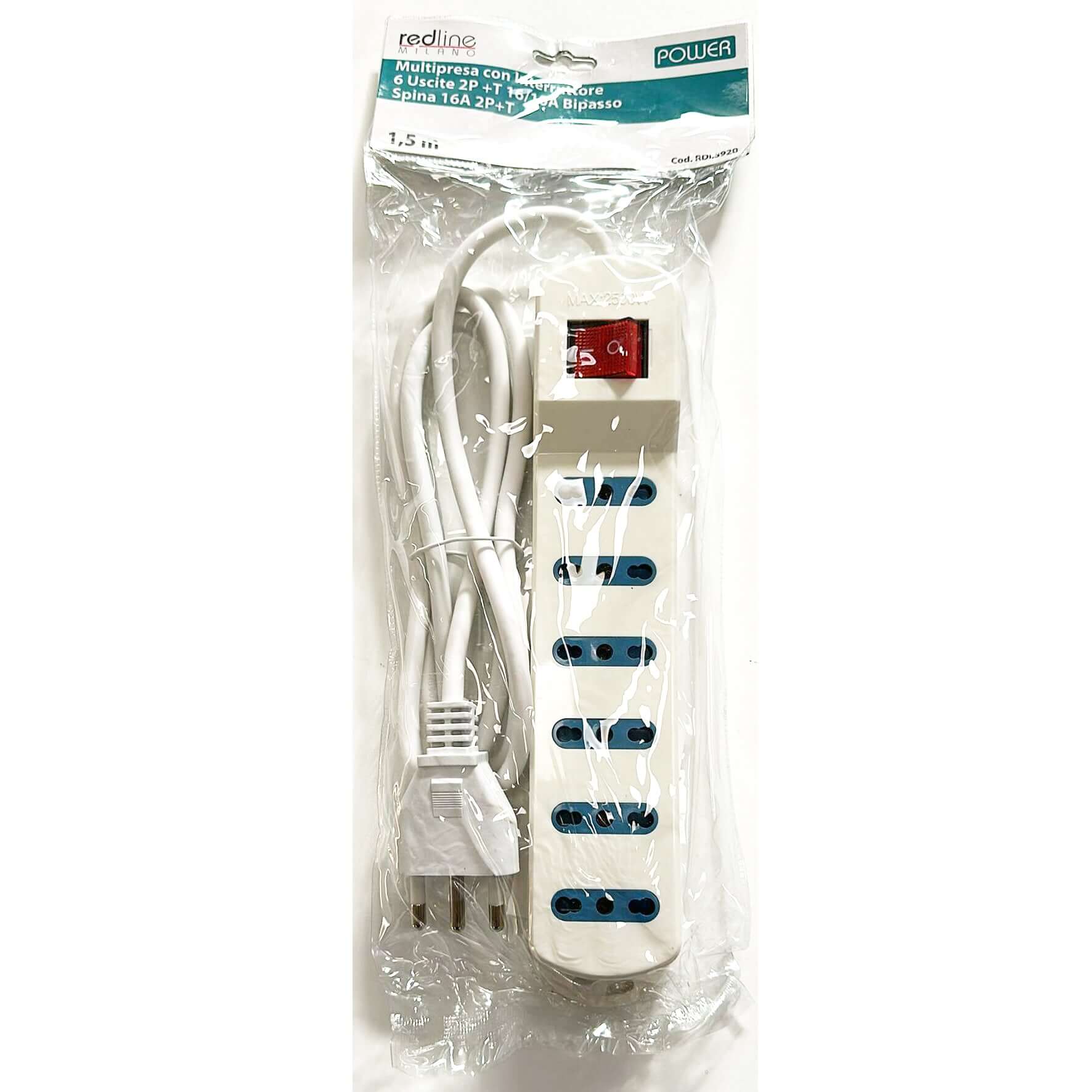 Redline RDL5920 Multipresa elettrica 6 Prese 2P+T 10/16 interrut. lumin ...