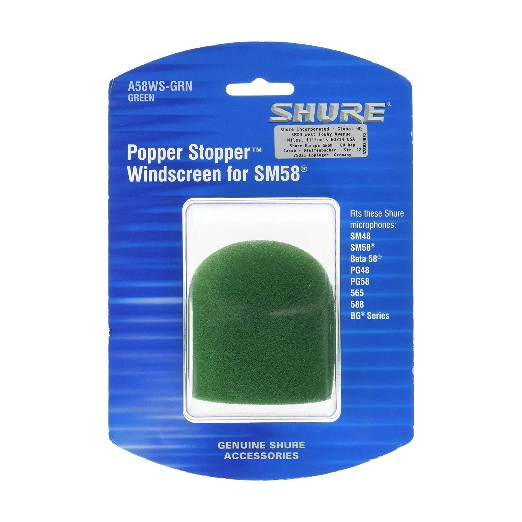 Shure A58WS-GRN Spugna antivento x microfoni Shure serie SM BETA PG e ...